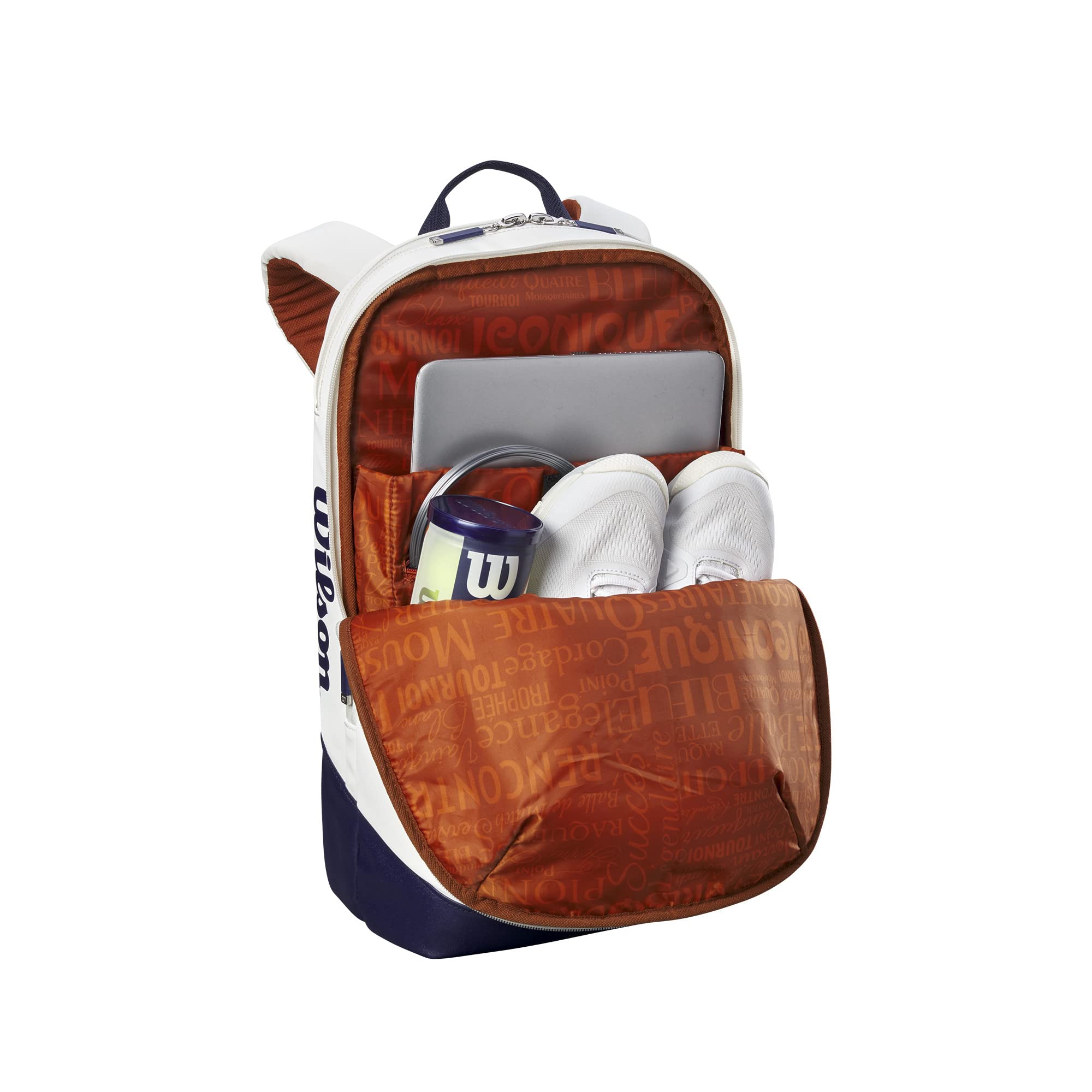 WILSON Roland Garros Super Tour Tennis Backpack - Navy/White, Holds up to 2 Rackets