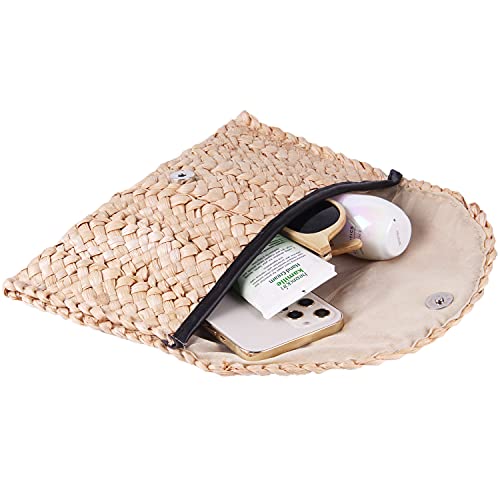 Kuang Womens Straw Clutch Purse Handbag Shoulder Clutch Envelope Wallet Beach Straw Purse for Ladies