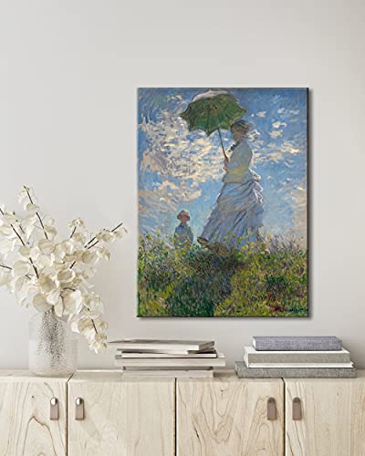 Wieco Art Woman with a Parasol Madame Monet and Her Son Canvas Prints Wall Art of Claude Monet Famous Classic Oil Paintings Reproduction People Landscape Pictures Artwork for Home Office Decorations