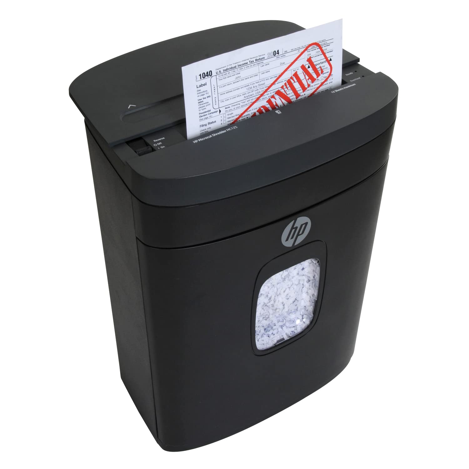 HP - Paper Shredder Micro Cut, 12-Sheet Manual Feed, Shreds Credit Cards & Staples, Heavy Duty Paper Shredder for Home Use with 5 Gallon Basket