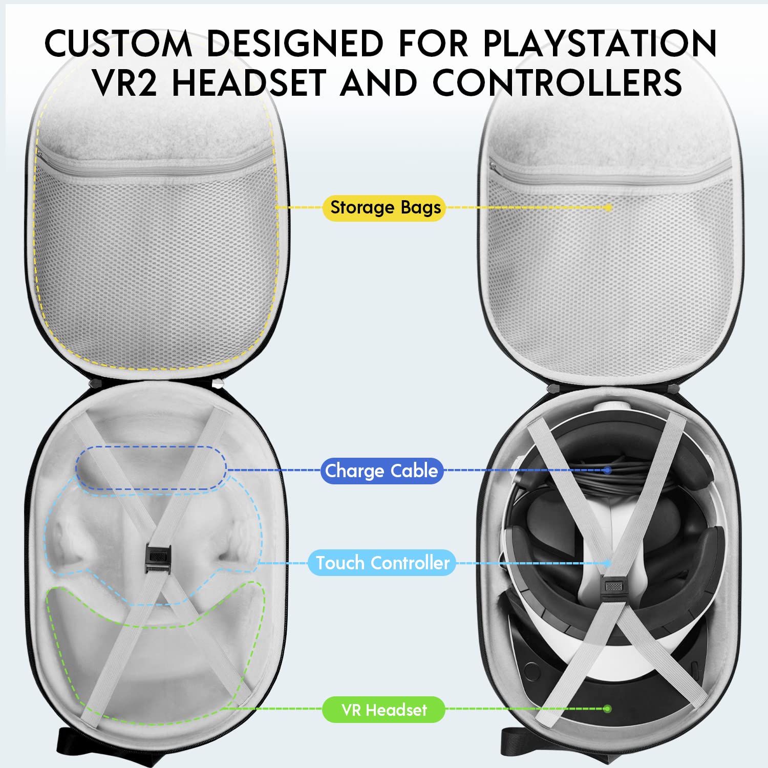 sarlar Hard Carrying Case Compatible with Playstation VR2 Gaming Headset and Touch Controllers Accessories, PS VR2 Portable Case Suitable for Travel and Home Storage