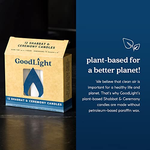 Paraffin-Free Shabbat and Sabbath Ceremony Candles, Made from Vegan Palm Wax, Jewish Shabbat Candles, 3-Hour Burn Time (12 Unscented Shabbos Candles, White)
