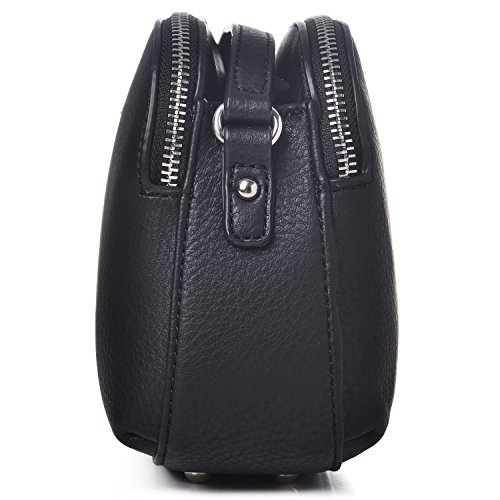 DAVID - JONES INTERNATIONAL. Crossbody Bag for Women,Lightweight Multi Compartment Small Shoulder Handbag, Vegan Leather Saddle Everyday pocketbooks Purses,Black Purse