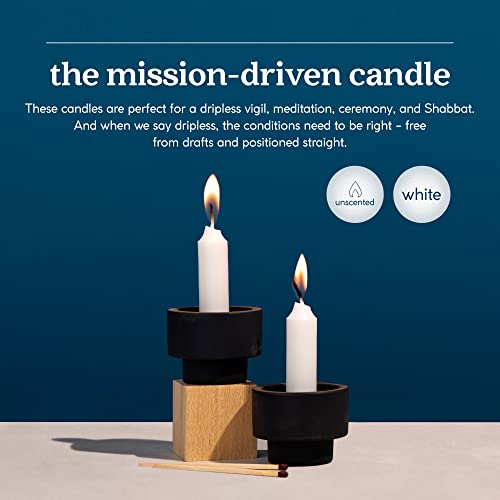 Paraffin-Free Shabbat and Sabbath Ceremony Candles, Made from Vegan Palm Wax, Jewish Shabbat Candles, 3-Hour Burn Time (12 Unscented Shabbos Candles, White)