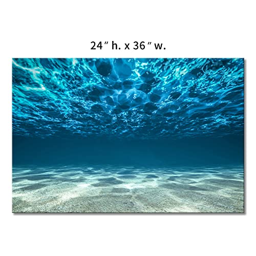 Blue Ocean Bottom View Beneath Surface Wall Art Painting The Picture Print On Canvas Seascape Pictures for Home Decor Decoration Gift (Stretched by Wooden Frame,Ready to Hang)