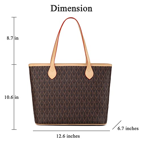 WOQED Tote Bags for Women Large Fahsion Designer Handbag Top Handle Satchel Bags Leather Shoulder Purse 2 Sets with Small Wallet