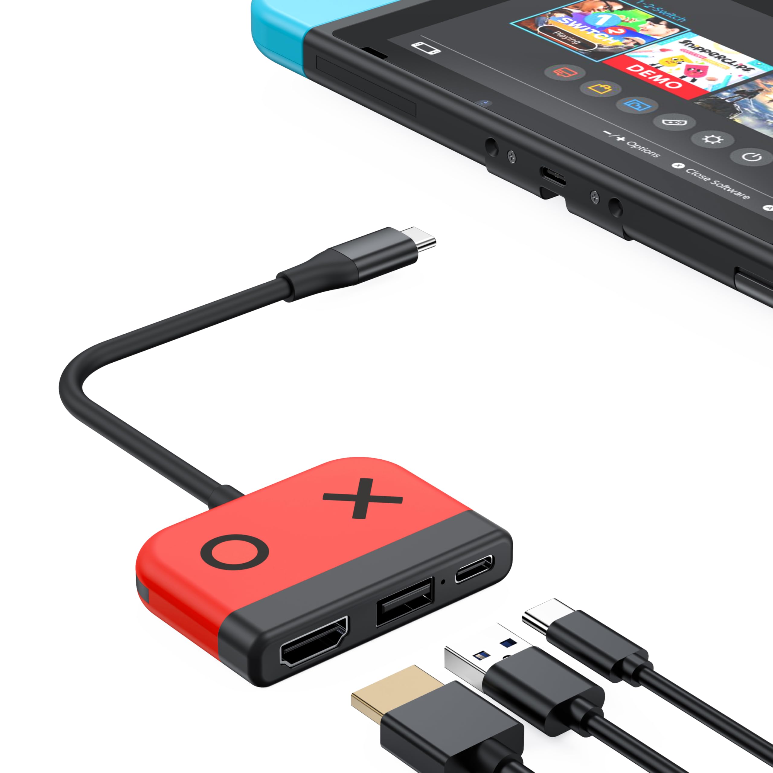 RREAKA Switch Dock for Nintendo Switch OLED, 3 in 1 Switch TV Adapter with 4K HDMI, USB 3.0 Port, Type C 100W Charging, Portable Switch Docking Station Travel, for Samsung Dex S24, MacBook