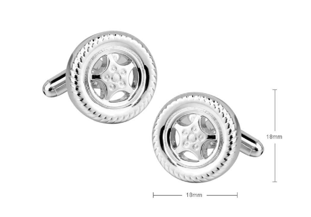 MRCUFF Wheel & Tire Mags Rims Car Auto Racing Race Pair Cufflinks in a Presentation Gift Box & Polishing Cloth