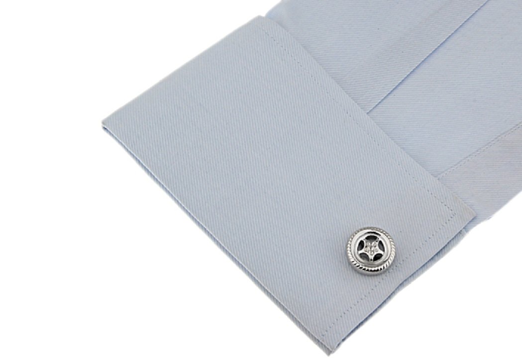 MRCUFF Wheel & Tire Mags Rims Car Auto Racing Race Pair Cufflinks in a Presentation Gift Box & Polishing Cloth