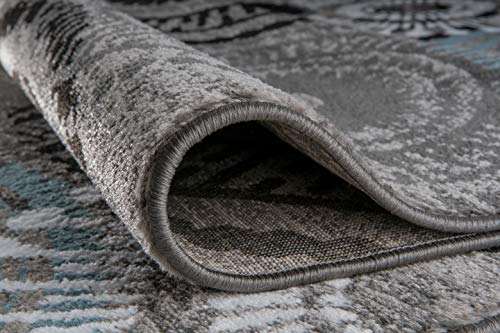 Contemporary Circles Area Rug 5' 3" X 7' 3" Gray/Blue