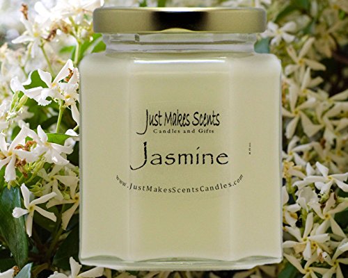 Jasmine Scented Blended Soy Candle | Sensual Jasmine Floral Fragrance | Hand Poured in The USA by Just Makes Scents
