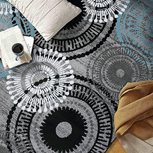 Contemporary Circles Area Rug 5' 3" X 7' 3" Gray/Blue