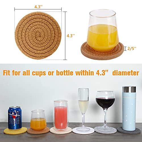 ABenkle 4 Pcs Coasters for Drinks ,Super Absorbent Drink Coasters, Stylish Handmade Round Woven Coaster for Coffee Table Tabletop Protection Housewarming Gift for Home Decor - 4.3 Inches