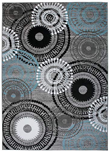 Contemporary Circles Area Rug 5' 3" X 7' 3" Gray/Blue