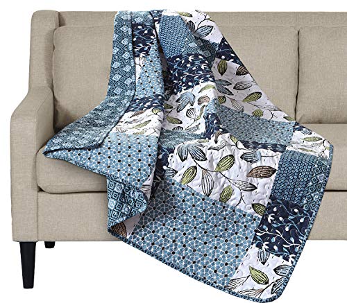 SLPR Pacific Coast Quilted Throw Blanket - 50" x 60" | Blue and White Lap Quilt for Couch and Bed