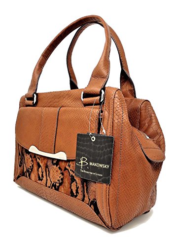 B. Makowsky Women Handbags Satchel, Maple Python