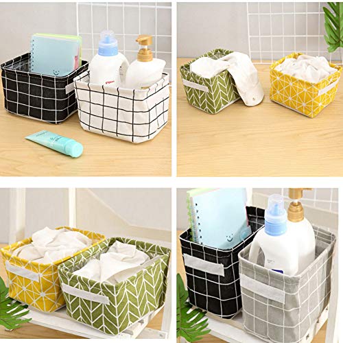 Tamicy Mini Storage Basket(Pack of 5)- Blend Storage Bins for Makeup, Book, Baby Toy,8x6x5.5 inch Home Decor Canvas Organizers Bag 8x6.3x5.1 inch