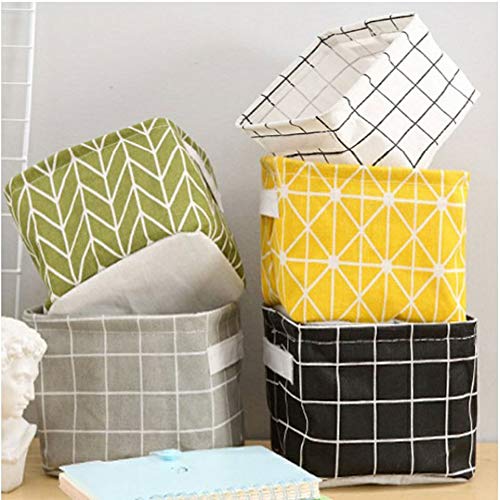 Tamicy Mini Storage Basket(Pack of 5)- Blend Storage Bins for Makeup, Book, Baby Toy,8x6x5.5 inch Home Decor Canvas Organizers Bag 8x6.3x5.1 inch