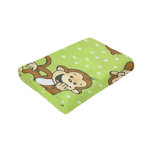 Uyomarer Funny Monkeys Green Throw Blanket Soft Throws for Adult Kids Summer Blanket for Couch Bed Sofa, Black, 60x50