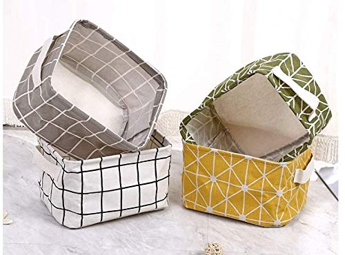 Tamicy Mini Storage Basket(Pack of 5)- Blend Storage Bins for Makeup, Book, Baby Toy,8x6x5.5 inch Home Decor Canvas Organizers Bag 8x6.3x5.1 inch