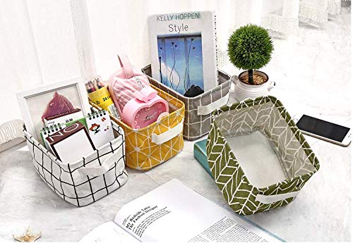 Tamicy Mini Storage Basket(Pack of 5)- Blend Storage Bins for Makeup, Book, Baby Toy,8x6x5.5 inch Home Decor Canvas Organizers Bag 8x6.3x5.1 inch