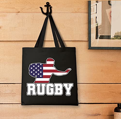 USA Summer Sporting Events Gifts USA Sports Rugby Black Canvas Tote Bag