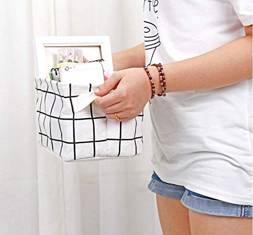 Tamicy Mini Storage Basket(Pack of 5)- Blend Storage Bins for Makeup, Book, Baby Toy,8x6x5.5 inch Home Decor Canvas Organizers Bag 8x6.3x5.1 inch