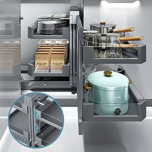 AHDFY Kitchen Cabinet Pull Out Shelves, Blind Cabinet Pull Out Organizer, Corner Built-ins Basket Kitchen Cabinet Pull Out Shelves for Pantry Cabinet Cupboard Table,800CABINTE