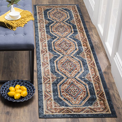 SAFAVIEH Bijar Collection 2'3" x 6' Royal / Rust BIJ647B Traditional Oriental Distressed Non-Shedding Living Room Entryway Foyer Hallway Bedroom Runner Rug