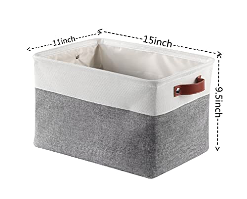 Storage Baskets for Shelves, Closet Storage Bins for Organization, Fabric Bins Cube W/Handles for Organizing Shelf Nursery Home Closet, Large - 3 Pack