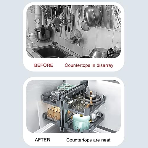 AHDFY Kitchen Cabinet Pull Out Shelves, Blind Cabinet Pull Out Organizer, Corner Built-ins Basket Kitchen Cabinet Pull Out Shelves for Pantry Cabinet Cupboard Table,800CABINTE