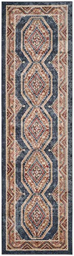 SAFAVIEH Bijar Collection 2'3" x 6' Royal / Rust BIJ647B Traditional Oriental Distressed Non-Shedding Living Room Entryway Foyer Hallway Bedroom Runner Rug
