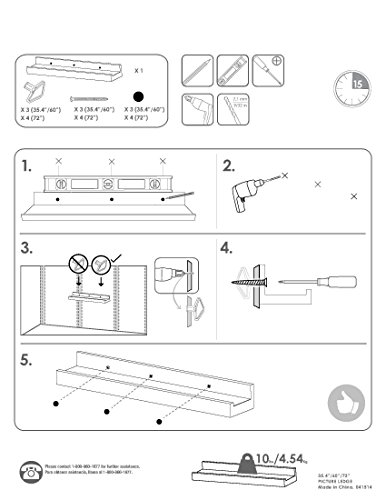 InPlace Shelving 9084678 35.4 in W x 4.5 in D x 3.5 in H Floating Shelf with Picture Ledge, White