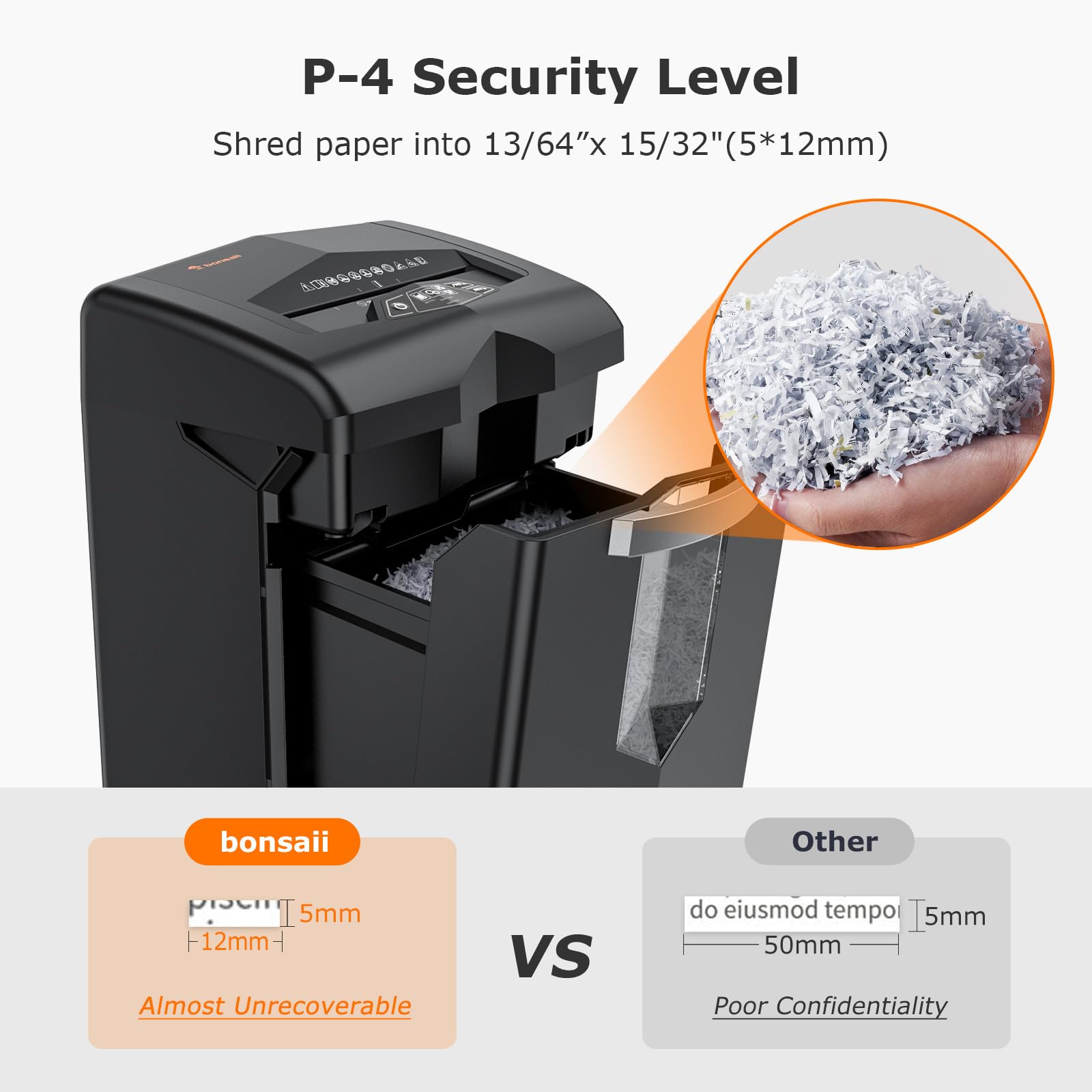 Bonsaii Heavy Duty Paper Shredder - 20 Sheets, 40 Min Continuous Shred, P-4 Security, Crosscut, Anti-Jam, CD/Credit Card/Staple Safe, 7 Gal Bin, Commercial Use C144-D
