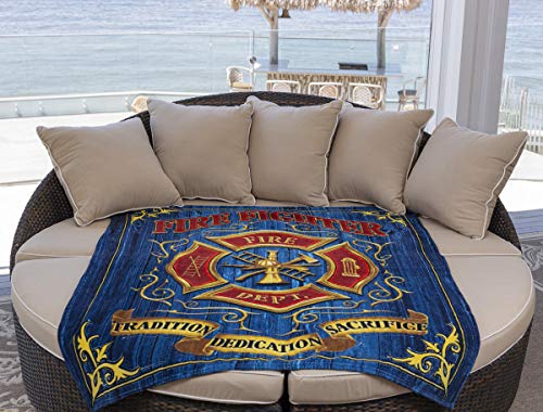 Erazor Bits Coral Fleece Plush Throw Blanket 50 x 60| Volunteer Fire Fighter Throw Blanket FF2085-TB (Navy)