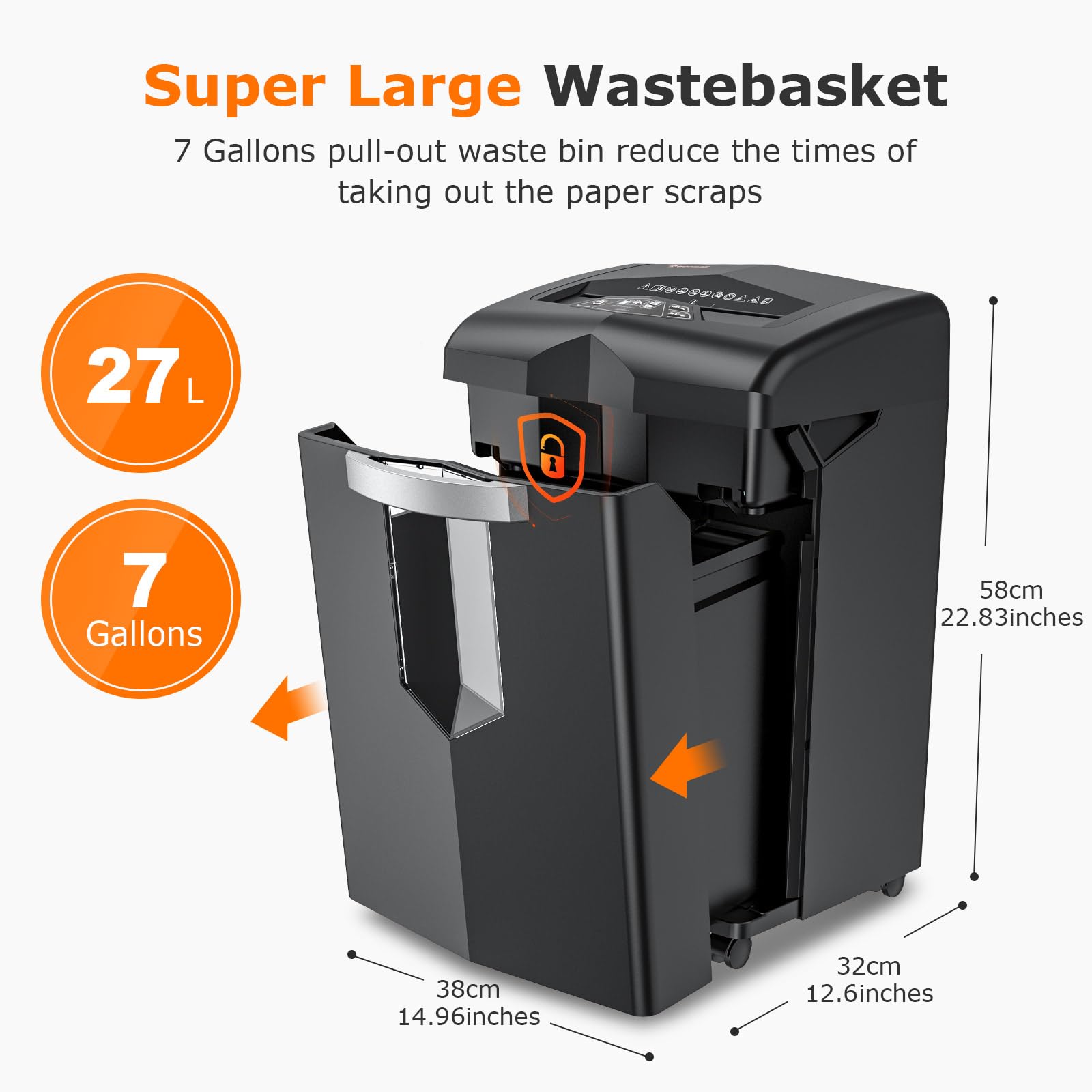 Bonsaii Heavy Duty Paper Shredder - 20 Sheets, 40 Min Continuous Shred, P-4 Security, Crosscut, Anti-Jam, CD/Credit Card/Staple Safe, 7 Gal Bin, Commercial Use C144-D