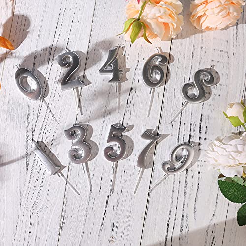 Silver 30th Birthday Candles for Cake, Number 30 1 3 Glitter Candle Party Anniversary Cakes Decoration for Kids Women or Men