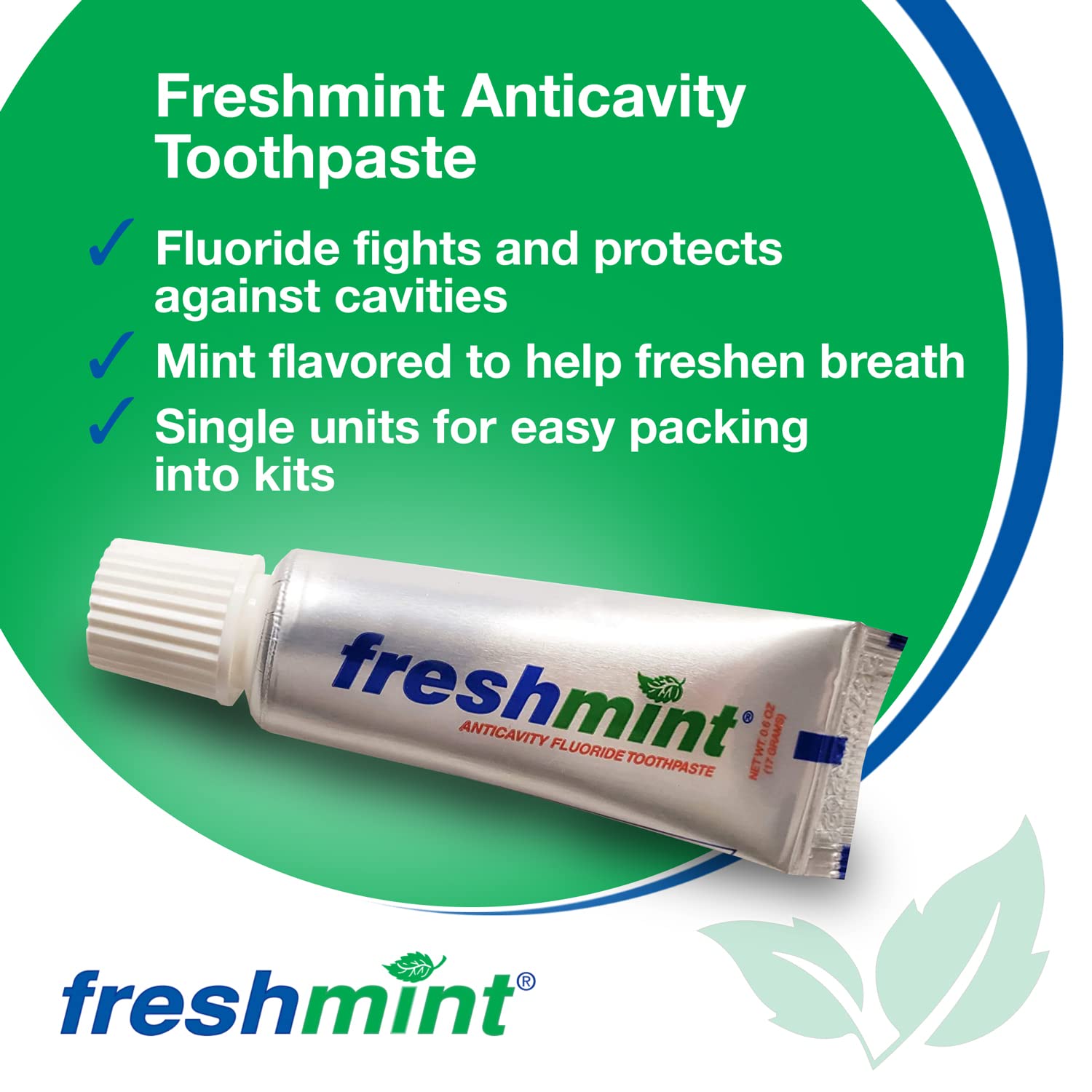 144 Tubes of Freshmint® 0.6 oz. Anticavity Fluoride Toothpaste, Metallic Tube, Tubes do not Have Individual Boxes for Extra Savings, Travel Size