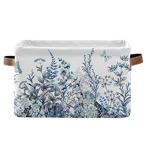 xigua Herbs Wild Flowers Leaves Storage Basket, Durable Canvas Organizer With Handles Large Collapsible Storage Bins Boxes for Home Office - 2pack