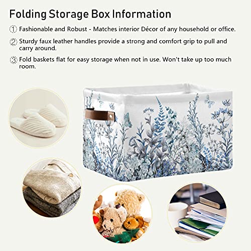 xigua Herbs Wild Flowers Leaves Storage Basket, Durable Canvas Organizer With Handles Large Collapsible Storage Bins Boxes for Home Office - 2pack