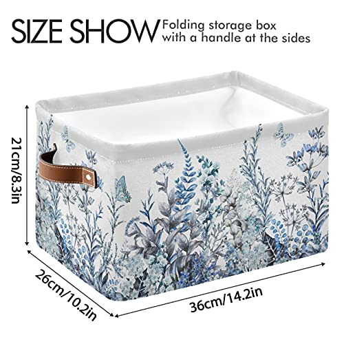 xigua Herbs Wild Flowers Leaves Storage Basket, Durable Canvas Organizer With Handles Large Collapsible Storage Bins Boxes for Home Office - 2pack