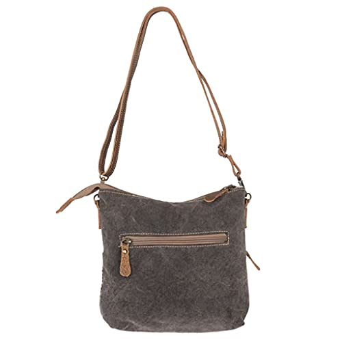 Myra Bag Coffee Canvas Small & Crossbody Bag Upcycled Canvas, Leather & Rug S-2156