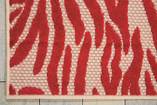 Nourison Aloha Indoor/Outdoor Red 5'3" x 7'5" Area -Rug, Tropical, Botanical, Easy -Cleaning, Non Shedding, Bed Room, Living Room, Dining Room, Deck, Backyard, Patio (5x7)