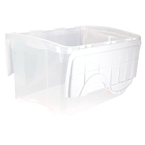 Sterilite 48 Quart Multipurpose Clear Base Storage Box Tote Container with Secure Hinged Lid for Home or Office Organization, (30 Pack)