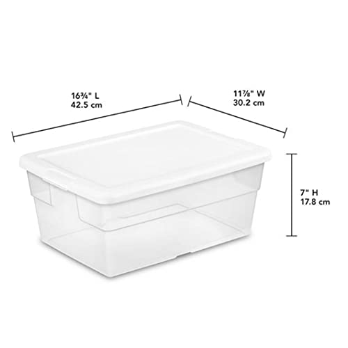 Sterilite 16 Quart Multipurpose Clear Plastic Stacking Storage Container Box with Secure Latching Lid for Home or Office Organization, 60 Pack