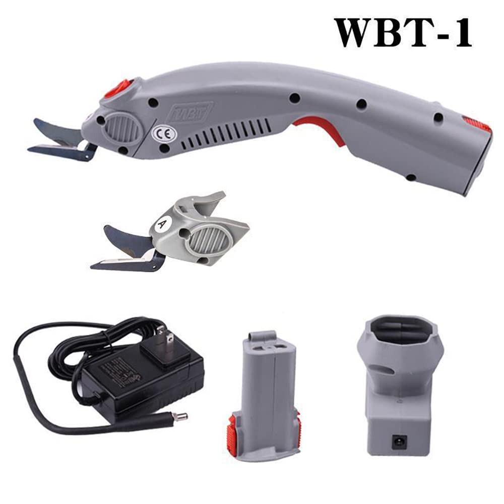 WBT-1 Cordless Electric Fabric Scissors Cloth Cutting Scissors Portable Electric Scissors for Fabric with 2 Cutter Heads