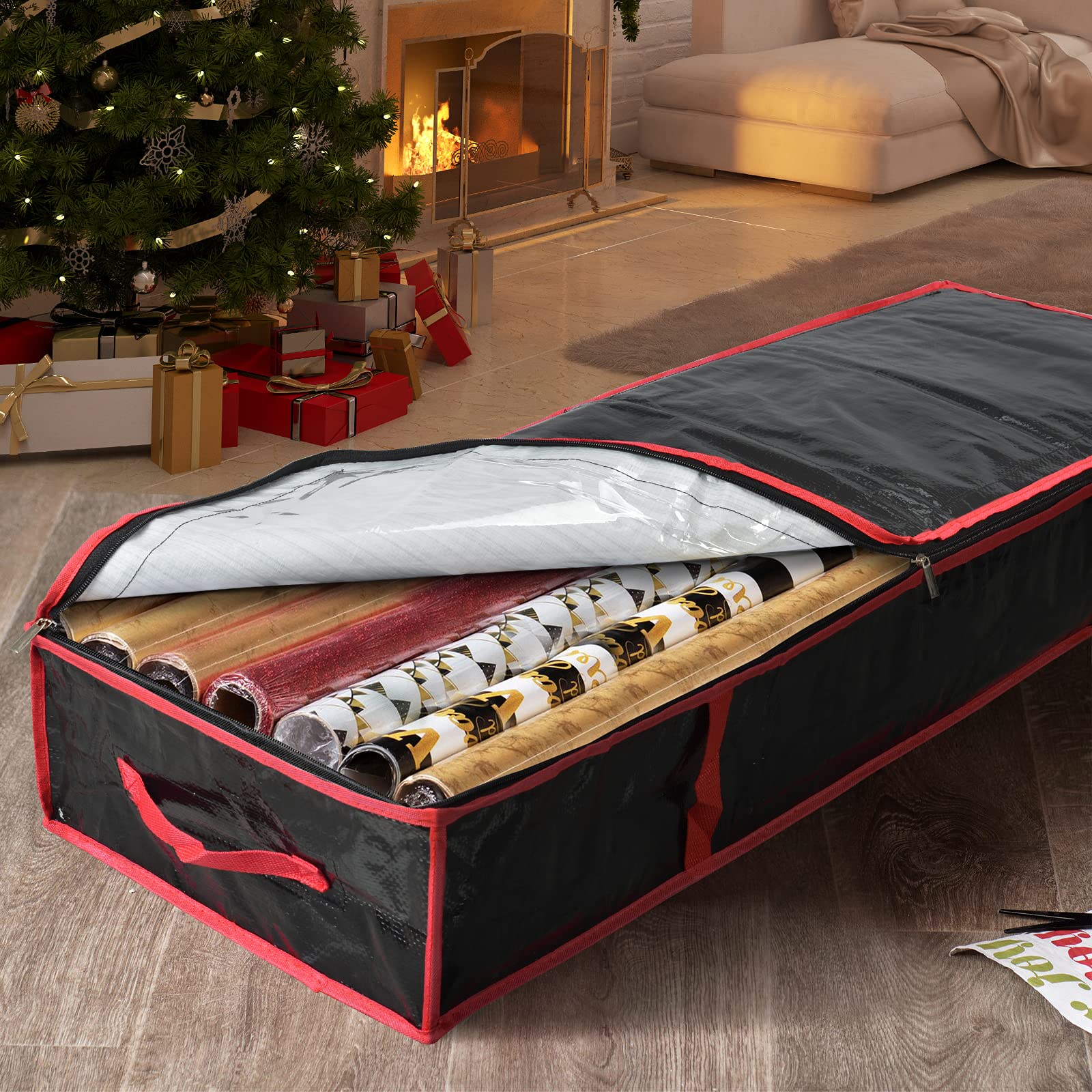 BoxLegend Wrapping Paper Storage Container β Fits up to 20 Rolls 1 3/8β Diam. - Underbed Gift Wrap Organizer Bags, Wrapping Paper Rolls, Ribbon, and Bows - Under Bed
