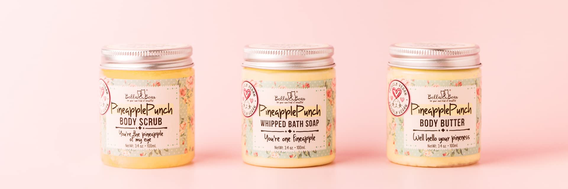 Bella & Bear Pineapple Whipped Soap - Paraben Free - Cruelty-Free Vegan Body Wash And Shave Cream, Bulk (3.4 oz) x 24