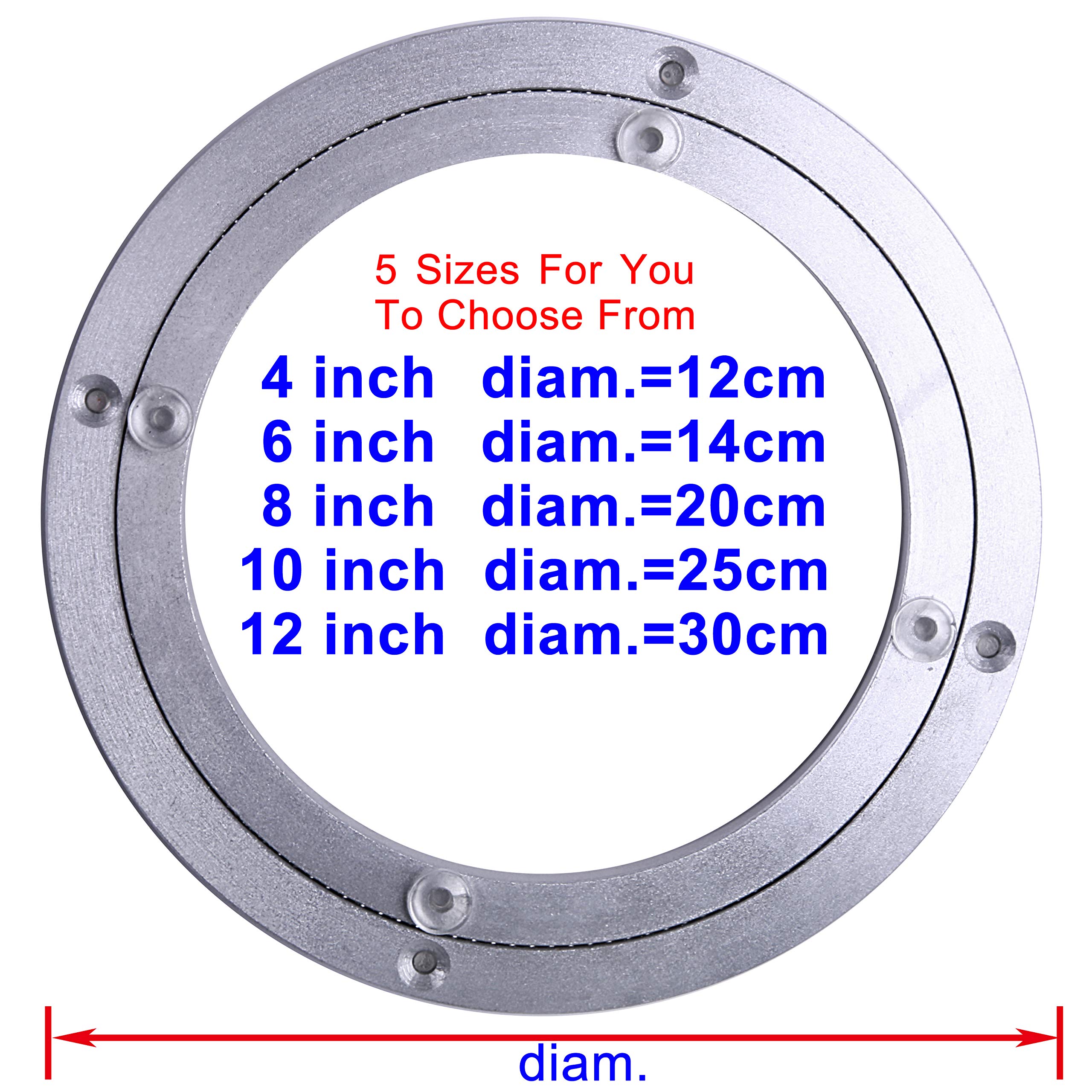 Heavy Duty Aluminium Rotating Lazy Susan Turntable Kitchen Base Turn Dining Table Round Rolling Display Rack Rotary Bearing Swivel Plate for Heavy Loads (6 inch)