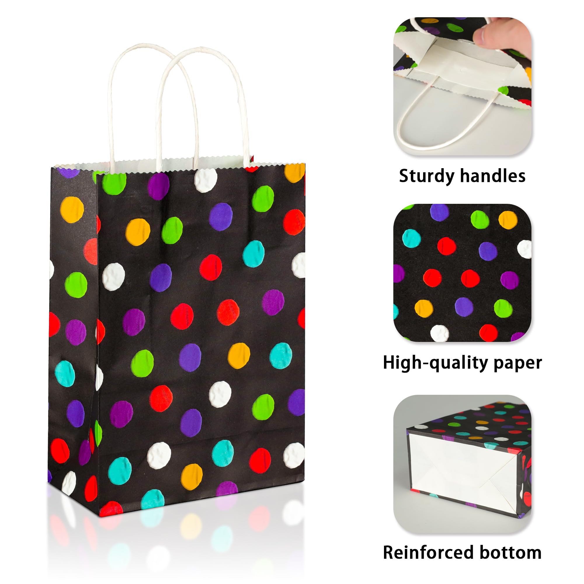 BLEWINDZ 24 Pieces Small Gift Bags with Handles and Tissue Papers, Stripe Birthday Goodie Bags for Wedding, Birthday, Party Supplies